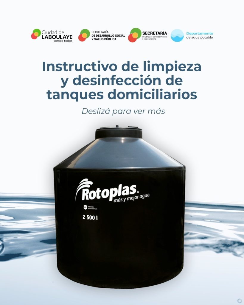 RECOMENDACIÓNES PARA LA LIMPIEZA DE TANQUES DOMICILIARIOS - Municipalidad de Laboulaye